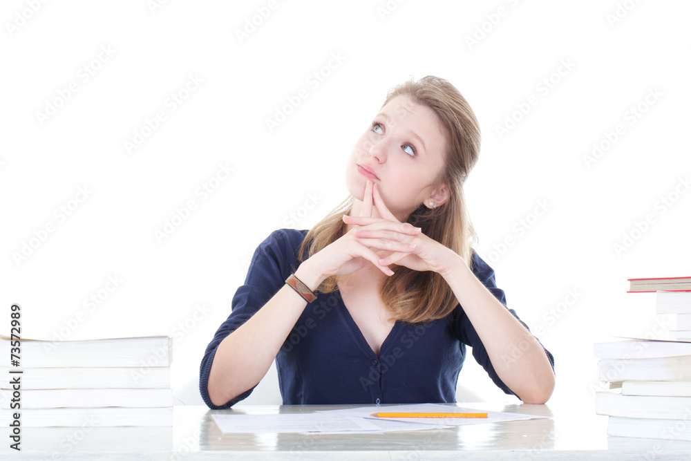 student thinking about Stock 写真 | Adobe Stock