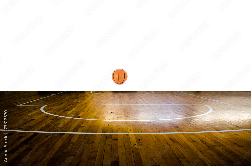 Basketball court with ball over white background Stock Photo | Adobe Stock