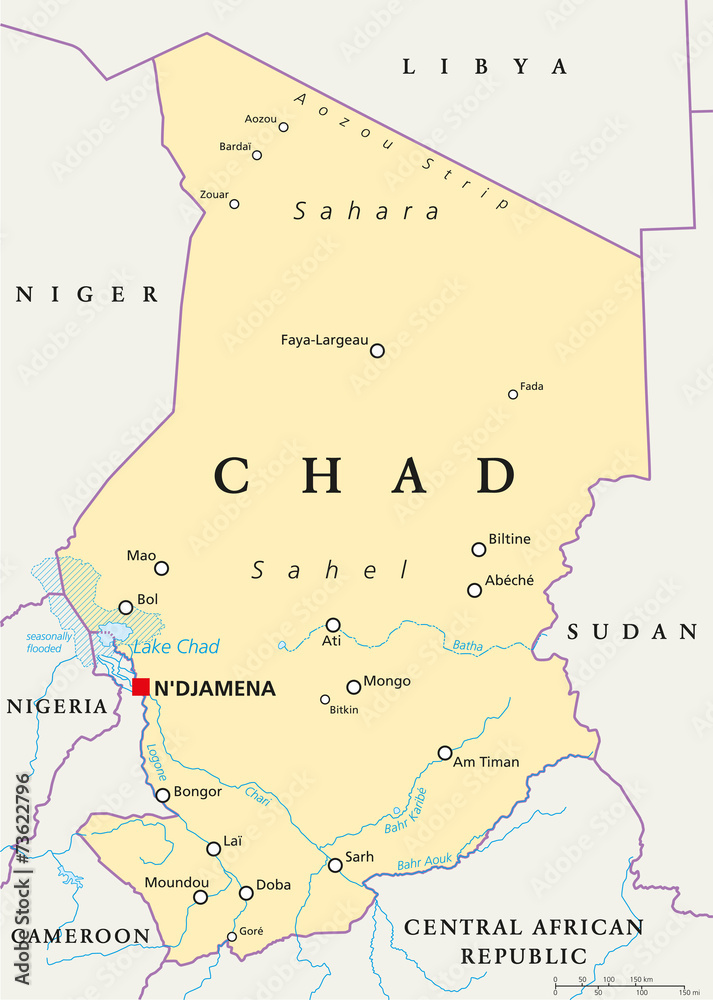 Chad Political Map Stock Vector | Adobe Stock