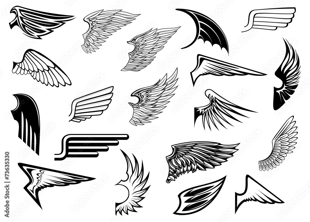 Heraldic vintage wings set Stock Vector | Adobe Stock