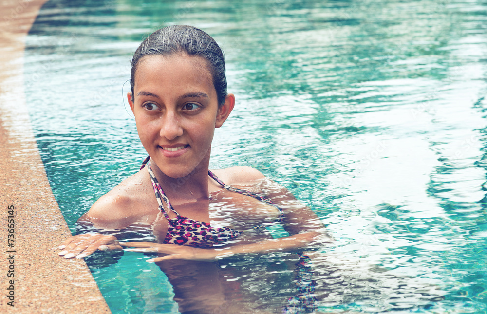 Pretty Indian Woman In Sexy Bra On Swimming Pool Foto De Stock Adobe Stock