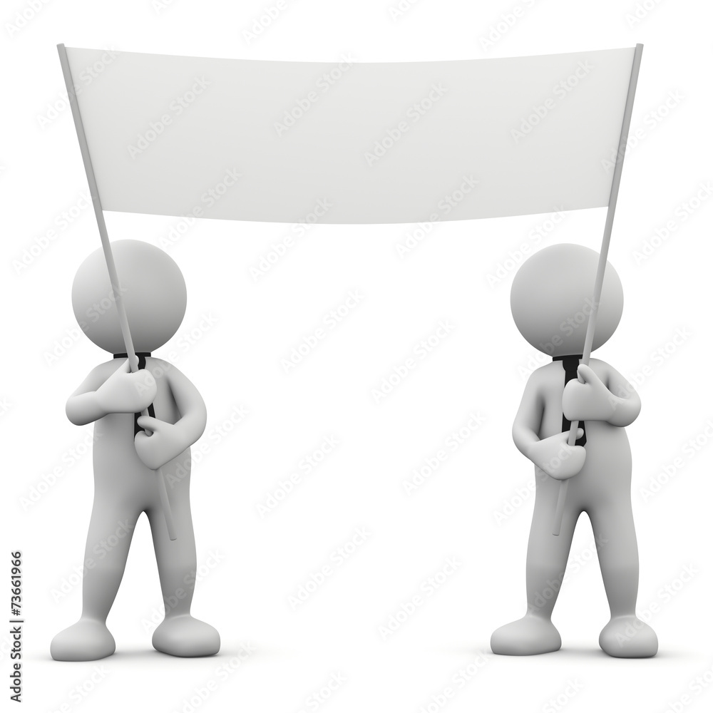 Illustrazione Stock omini bianchi con striscione | Adobe Stock