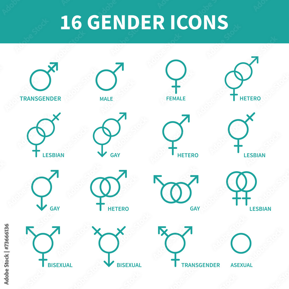 Sexual Orientation Gender Web Icons Symbol Sign In Flat Style Stock