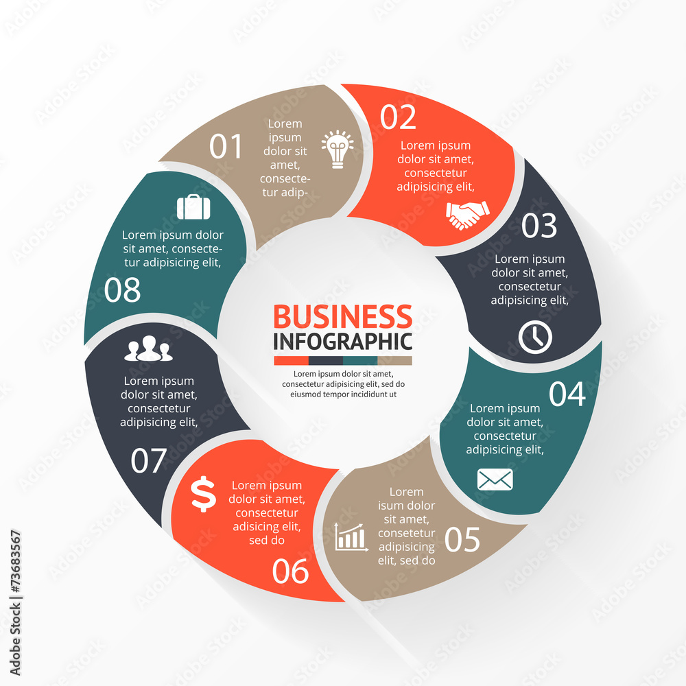 Vector circle arrows for infographic, diagram. 8 steps, options. Stock ...