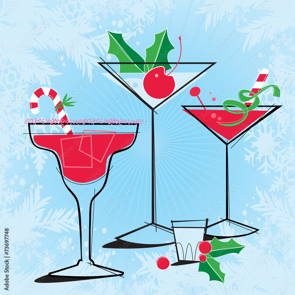 Retro-style Holiday Cocktails Stock Vector | Adobe Stock