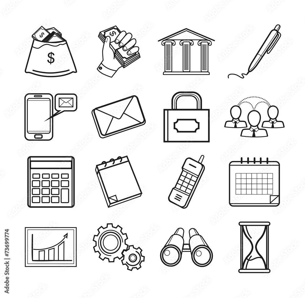 Business black icon set Stock Vector | Adobe Stock