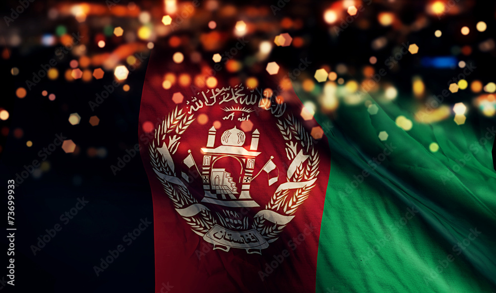Afghanistan National Flag Light Night Bokeh Abstract Background Stock ...