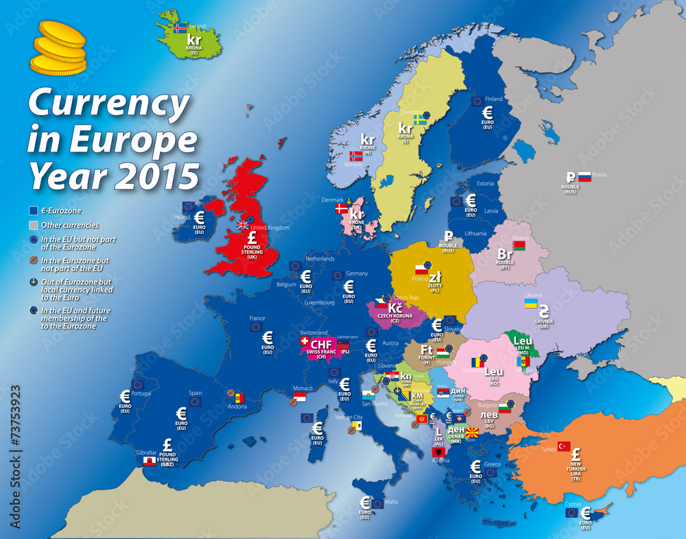 Europe Currency Map Euro Zone Stock Adobe Stock Europe Currency Map Euro Zone Stock Adobe Stock