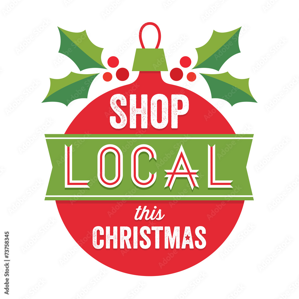 vintage sign shop local this christmas red green white Stock Vector ...