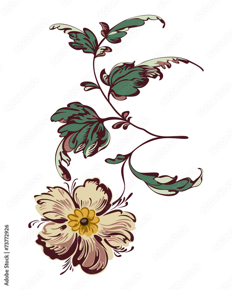 Drawing fancy flower, painting closeup Stock Vector | Adobe Stock