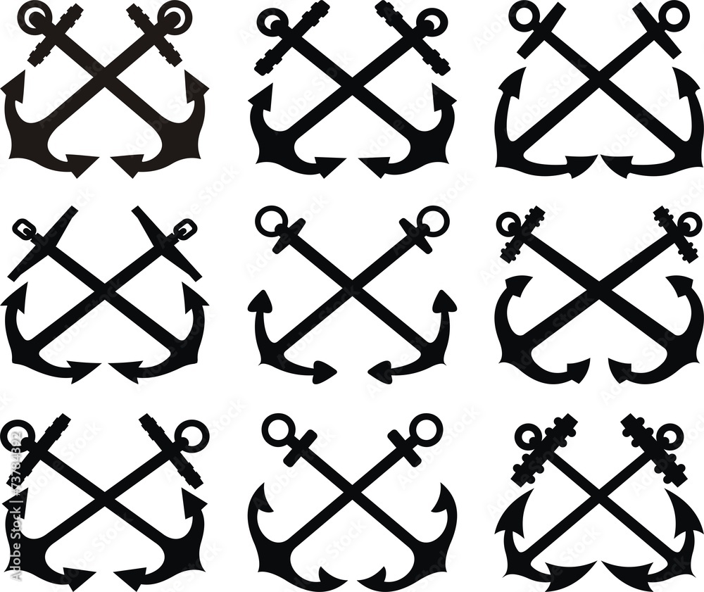 Crossed anchor set Stock Illustration | Adobe Stock