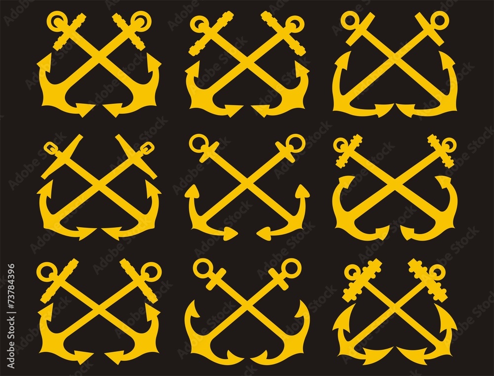 Crossed anchor set Stock Illustration | Adobe Stock