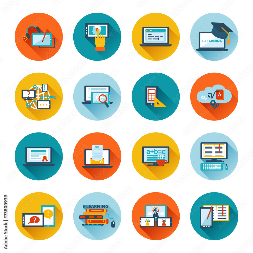 E-learning icon flat Stock Vector | Adobe Stock