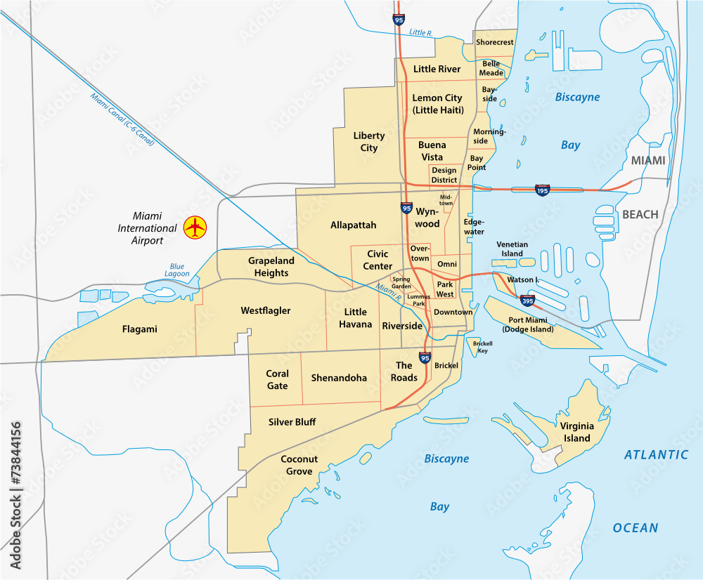 miami administrative map Stock Vector | Adobe Stock