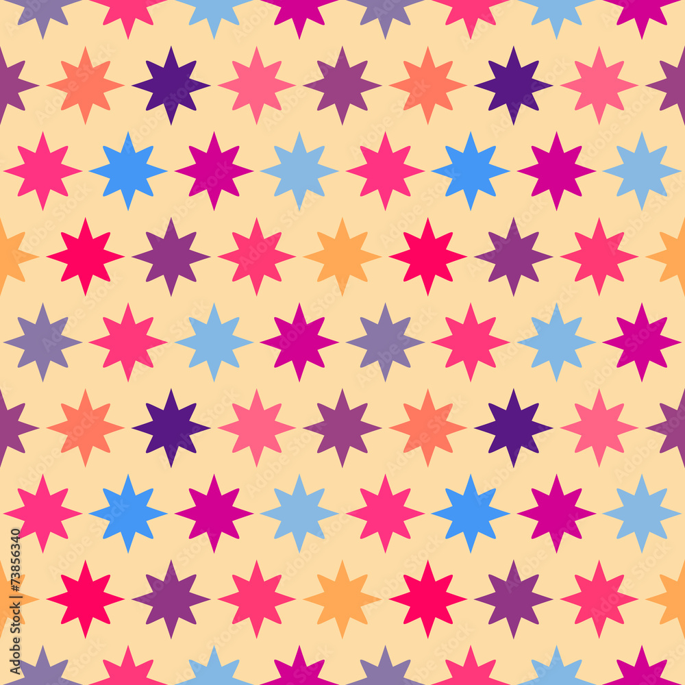 Retro colorful star seamless pattern. Vector illustration wall mural ...