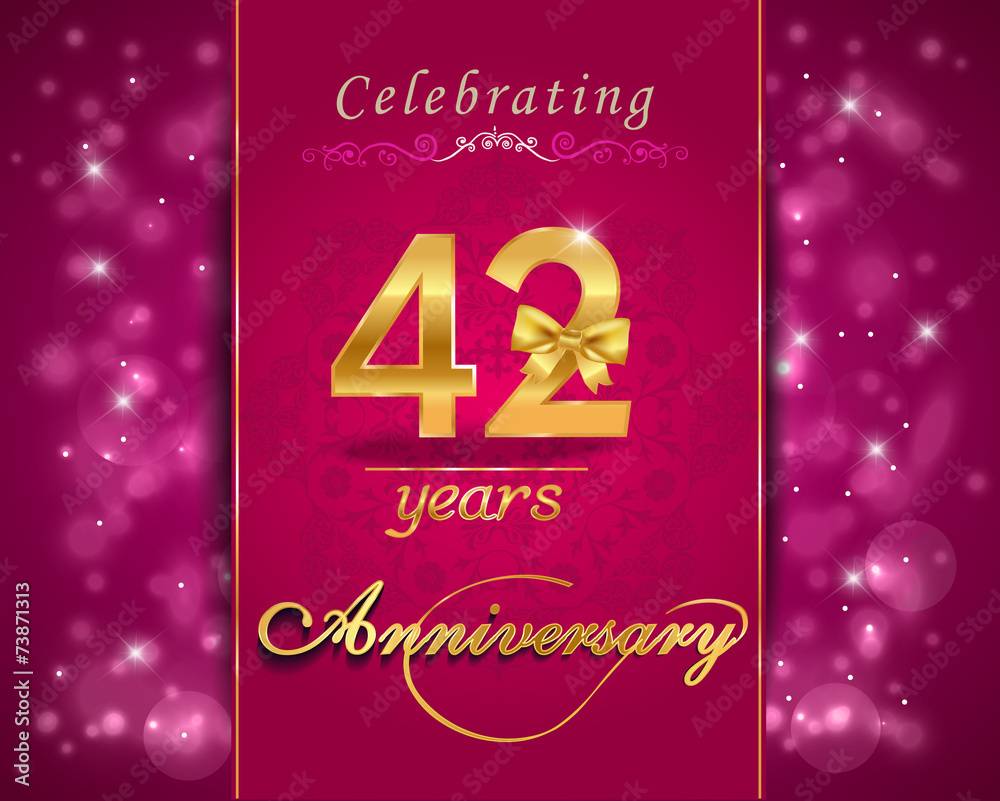 42 year celebration sparkling card, 42nd anniversary Stock Vector ...