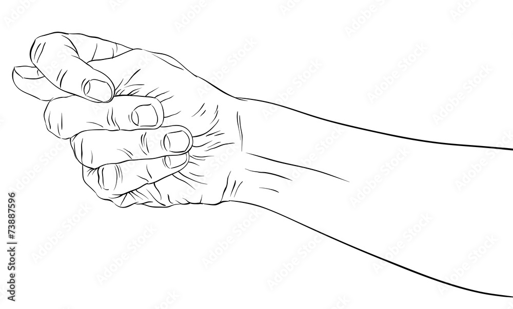 Fig fico hand sign, detailed black and white lines vector illust Stock ...