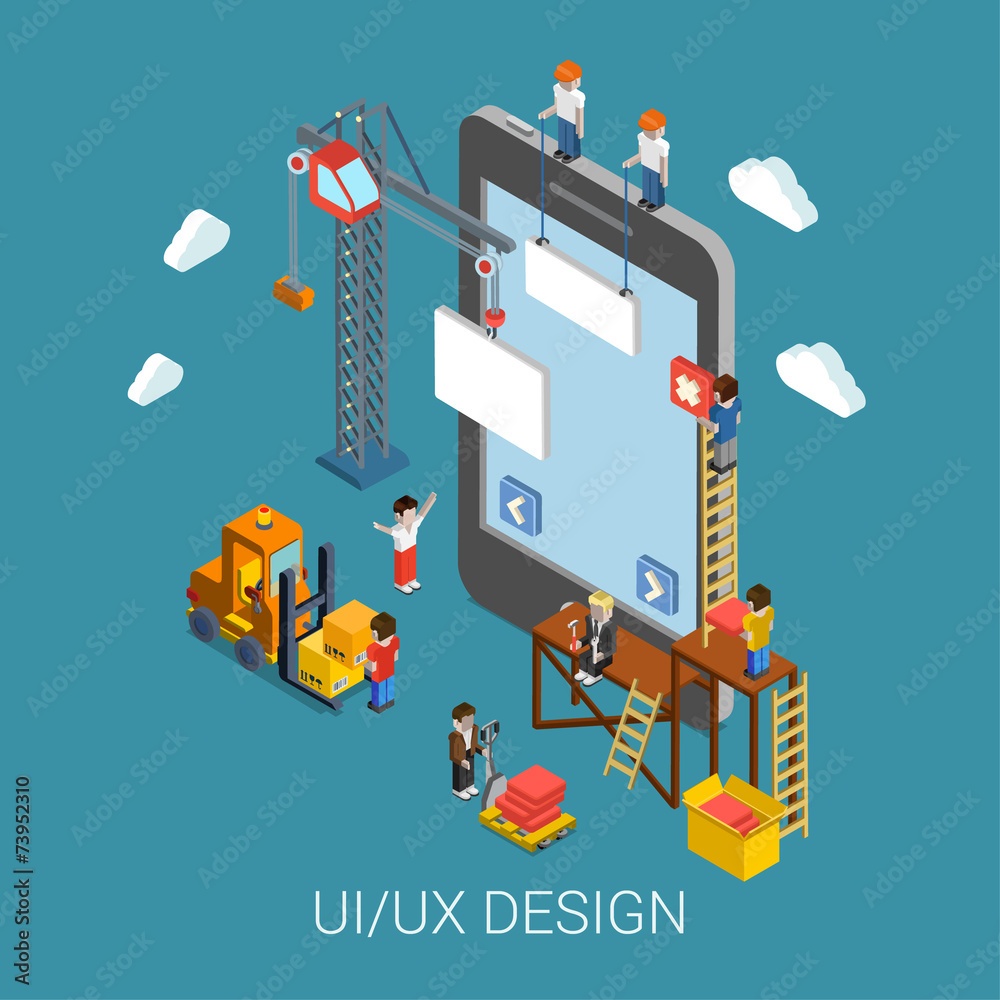 Flat 3d isometric UI/UX design web infographic concept Stock Vector ...