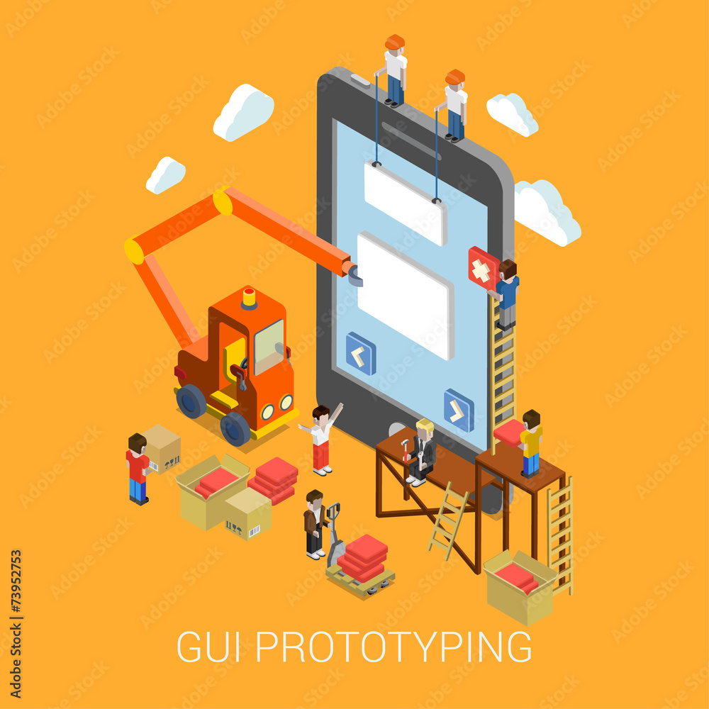 Flat 3d mobile GUI interface prototyping web infographic Stock Vector ...
