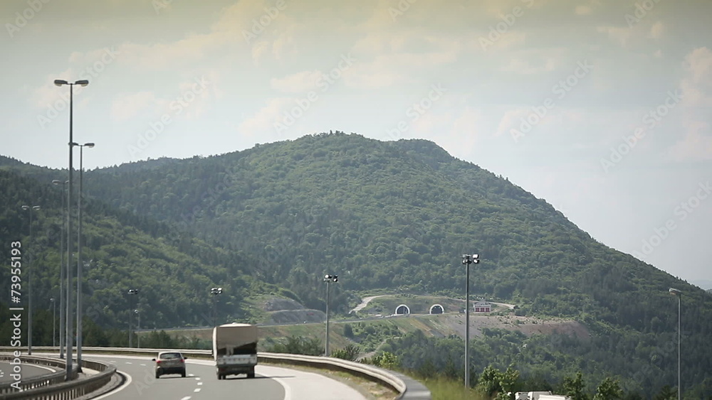 Croatian motorway road autobahn enter the tunnel in the mountain Stock ...