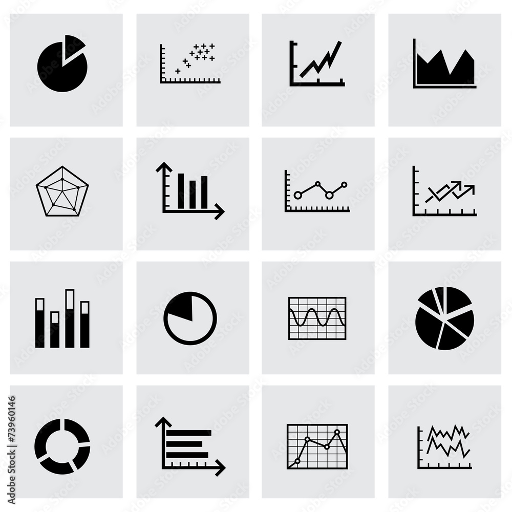 Vector black diagrams icons set Stock Vector | Adobe Stock