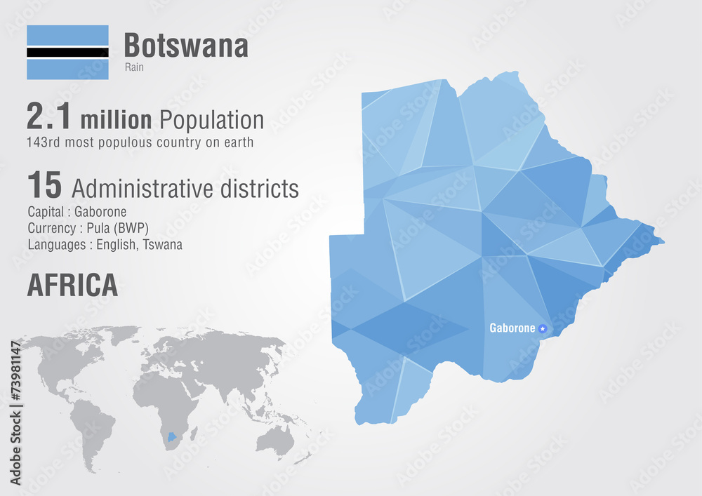 Botswana world map with a pixel diamond texture. Stock Vector | Adobe Stock