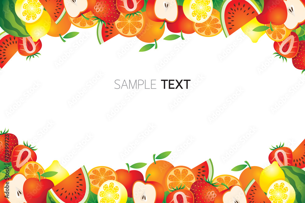 Mixed Fruits, Frame, Border Stock Vector | Adobe Stock