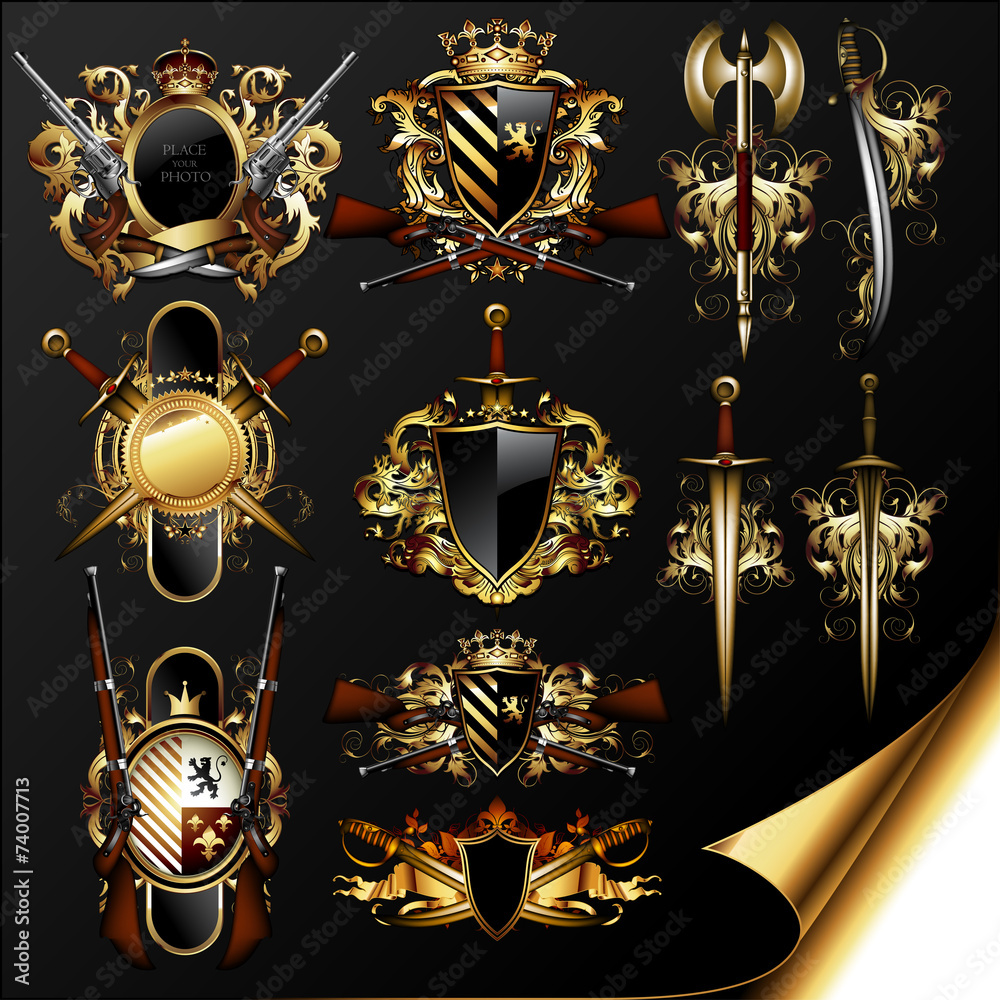 set of medieval heraldry Stock Vector | Adobe Stock