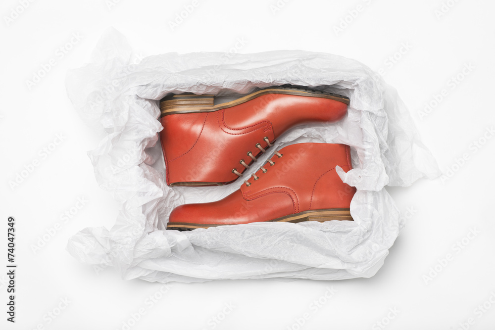 new red shoes in box Stock Photo | Adobe Stock