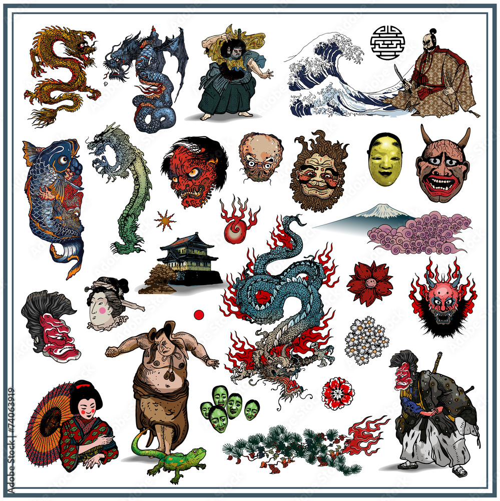 Japanese Demon Tattoo Flash