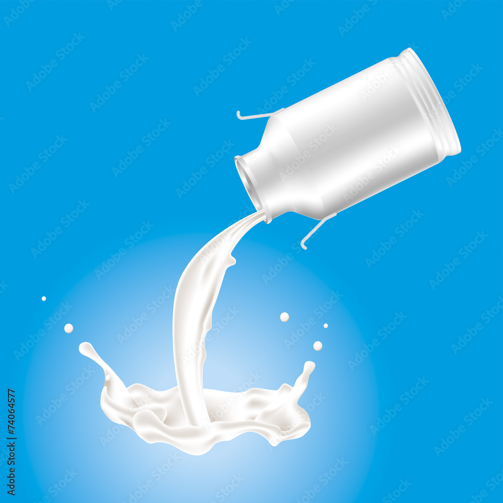 Milk container pouring milk. Vector illustration. Stock Vector | Adobe ...