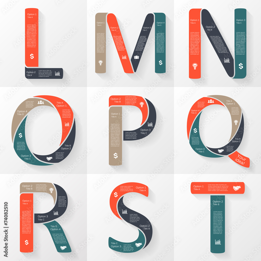 Vector font infographic, diagram with letters Stock Vector | Adobe Stock