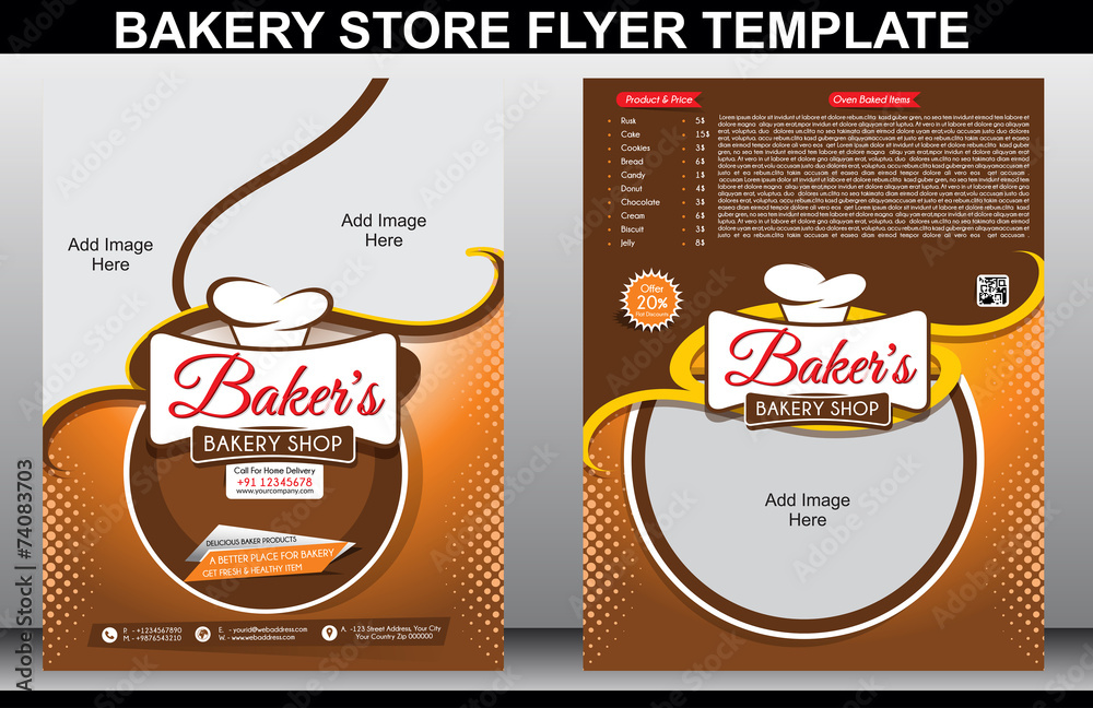 Bakery Shop Flyer Template & Magazine Cover Stock Vector | Adobe Stock
