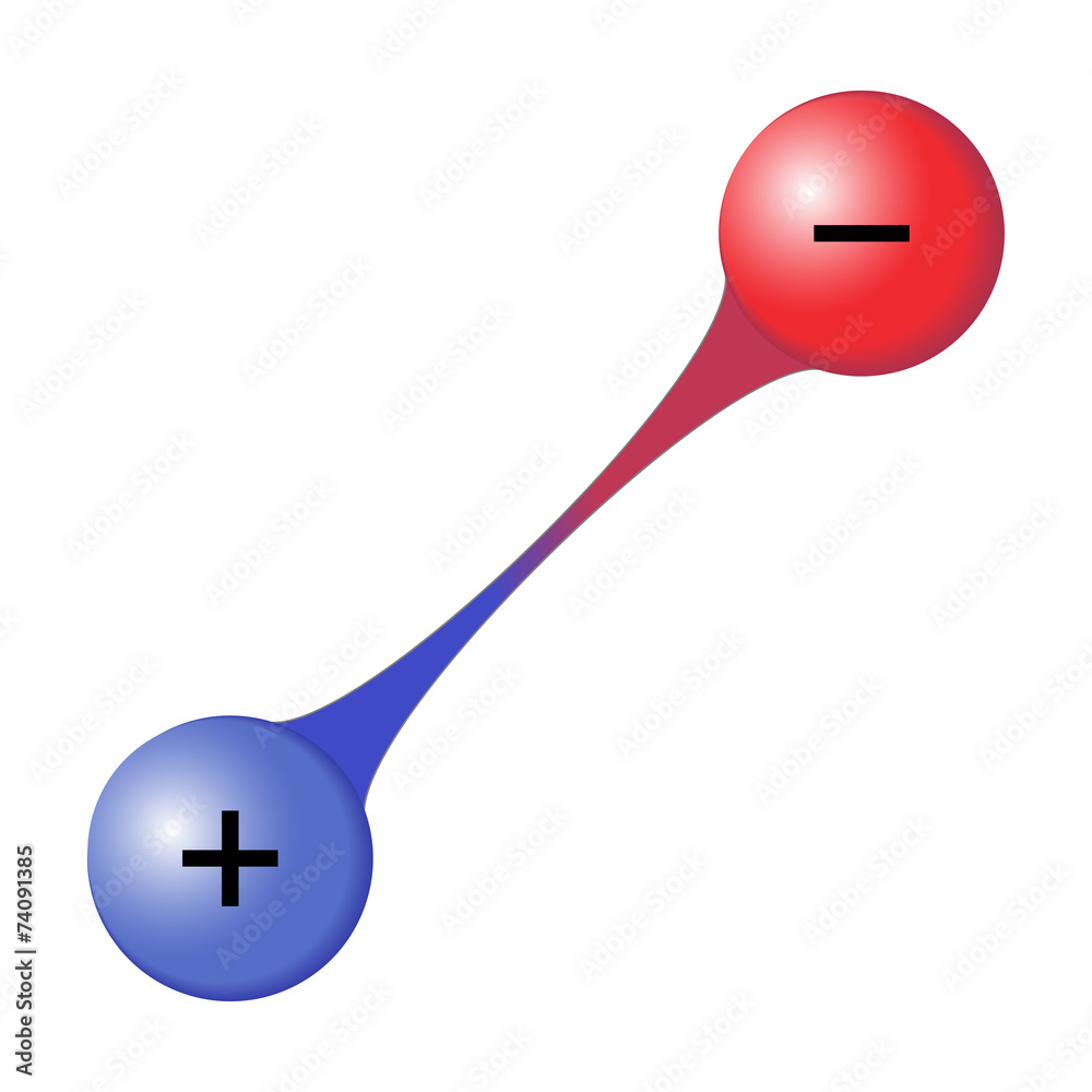 Interaction between two oppositely charged particles Stock Vector ...