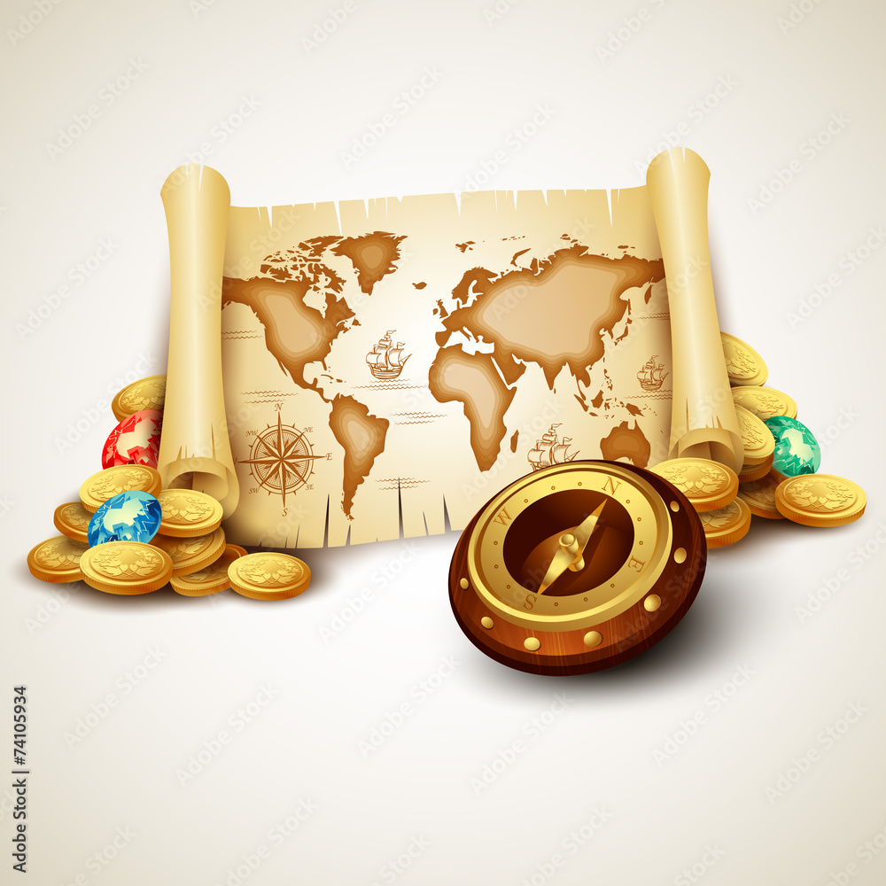 Old map. Vector illustration Stock Vector | Adobe Stock