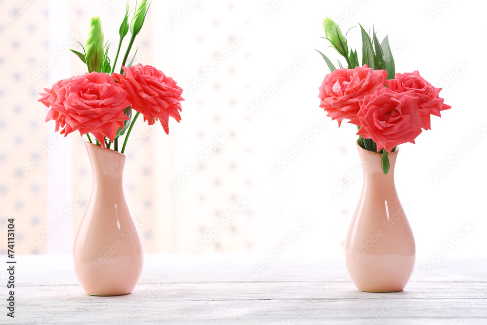 Beautiful flowers in vase with light from window Stock Photo | Adobe Stock