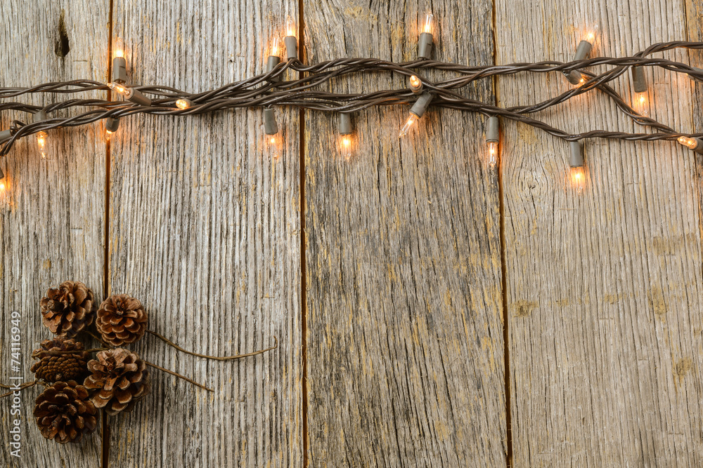 Rustic Christmas Lights Background
