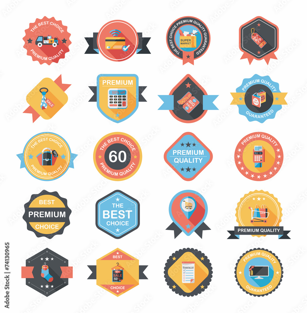 shopping badge banner flat design background set, eps10 Stock Vector ...