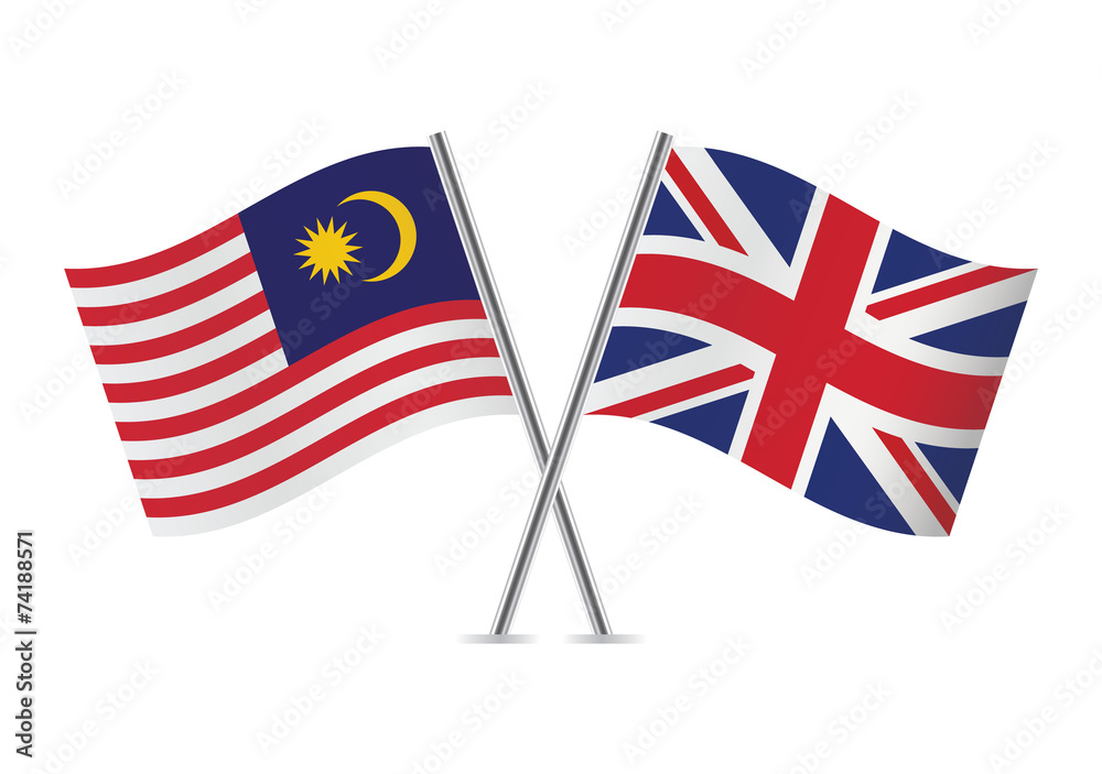 British and Malaysian flags. Vector illustration. Stock Vector | Adobe ...