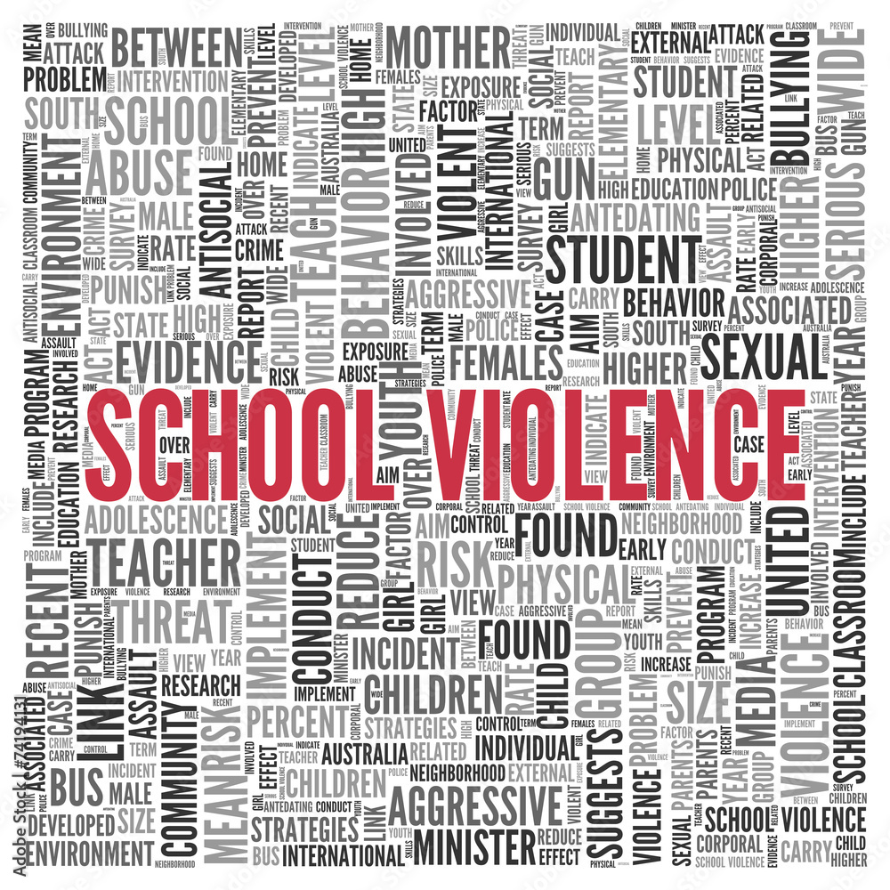 SCHOOL VIOLENCE Concept Word Tag Cloud Design Stock Illustration ...