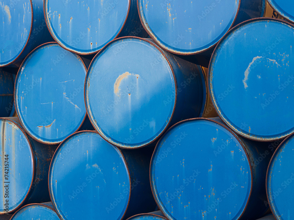 oil drums stacked together in a yard Stock Photo | Adobe Stock