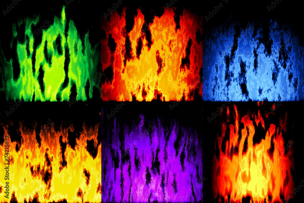 Set of burning fire generated textures Stock Illustration | Adobe Stock