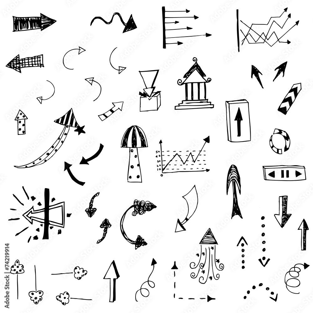 arrow sketch of hand drawing vector set Stock Vector | Adobe Stock