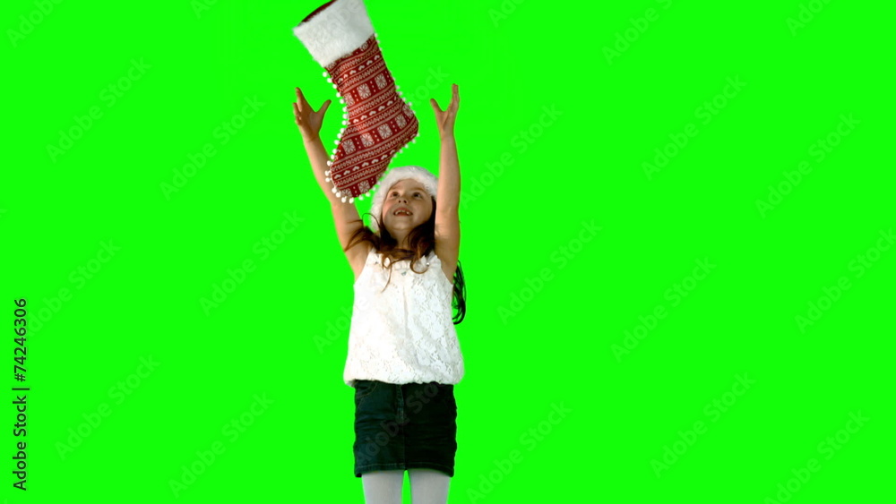 Little girl throwing stocking in slow motion Stock-Video | Adobe Stock