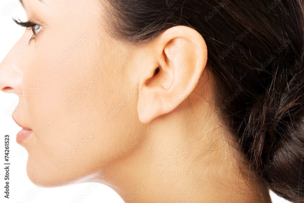 Closeup picture of woman's ear foto de Stock | Adobe Stock