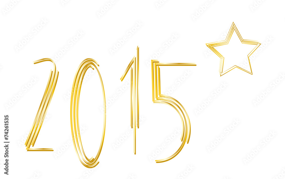 Neujahr 2015 - Goldene Jahreszahl mit Stern Stock Vector | Adobe Stock