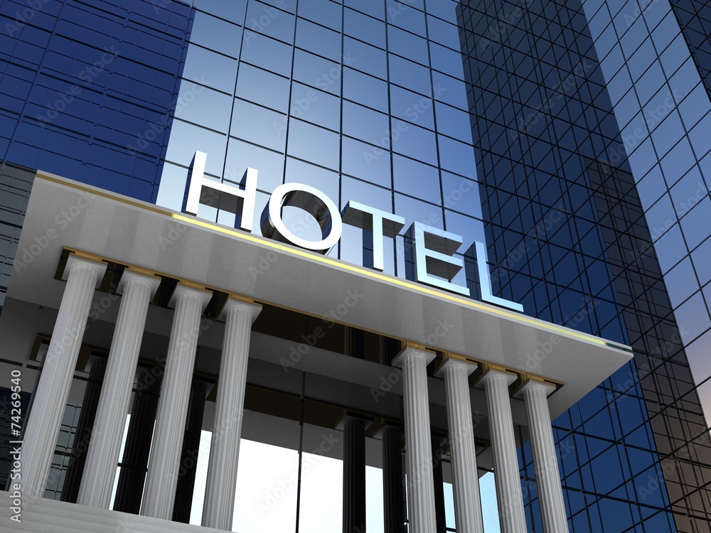 Hotel building, 3D images Stock Illustration | Adobe Stock