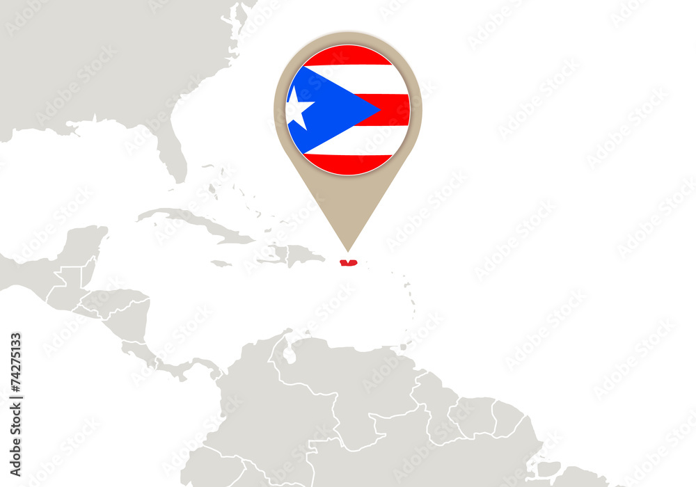 Puerto Rico on World map Stock Vector | Adobe Stock