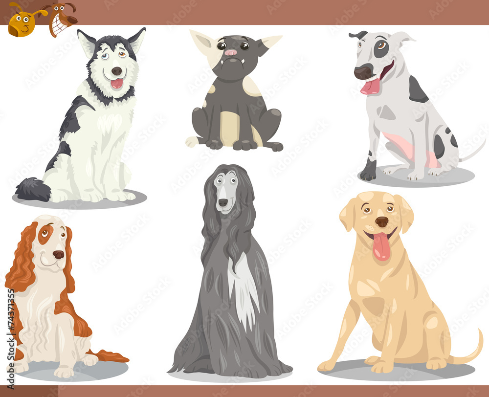 dog breeds cartoon illustration set Stock Vector | Adobe Stock
