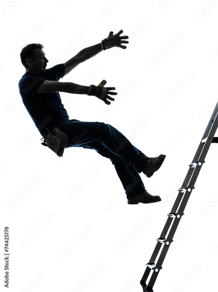 manual worker man falling from ladder silhouette Stock Photo | Adobe Stock